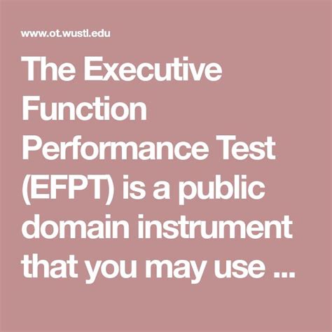 The Executive Function Performance Test Efpt Is A Public Domain