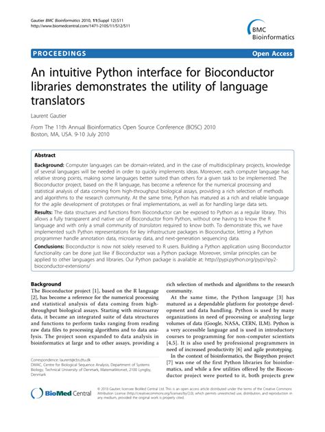pdf an intuitive python interface for bioconductor libraries