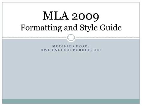 PPT MLA Formatting And Style Guide PowerPoint Presentation Free Download ID