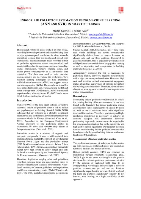 Pdf Indoor Air Pollution Estimation Using Machine Learning Ann And