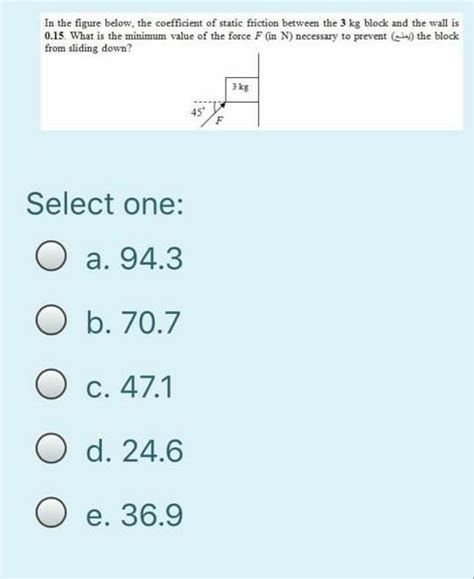 Solved In The Figure Below The Coefficient Of Static Chegg