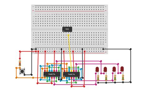circuit design 4bit counter tinkercad