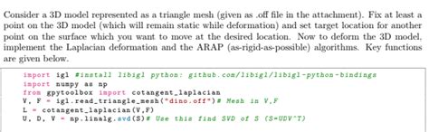 Solved Are Given Below Import Igl Install Libigl Python Chegg