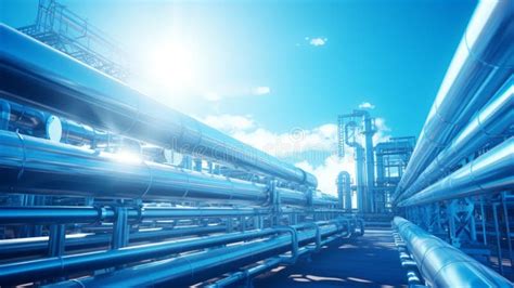 Steel Long Pipes In Crude Oil Factory During Sunset Neural Network Ai Generated Stock Image