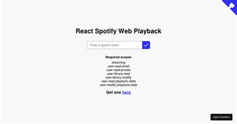 React Spotify Web Playback Demo Codesandbox