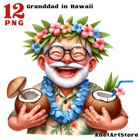 Granddad In Hawaii Clipart Grandfather Clipart Tropical Clipart