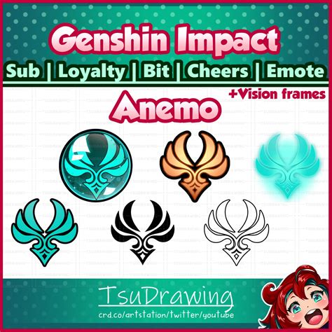 Fanart Pack Genshin Impact Elements Anemo Vision Frames Etsy