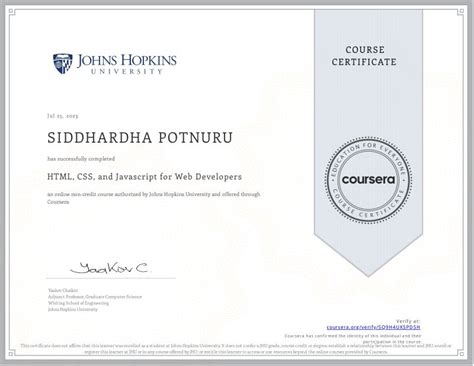 Siddhardha Potnuru On Linkedin Webdevelopment Coursera Johnshopkinsuniversity Html Css