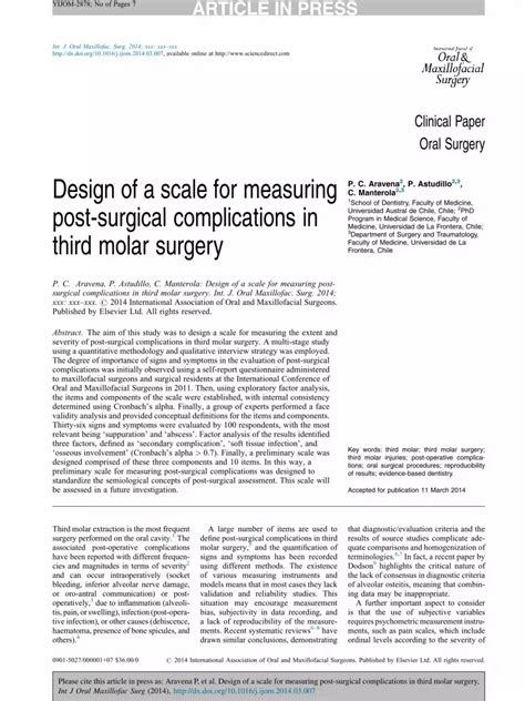 Pdf Design Of A Scale For Measuring Post Surgical Complications In