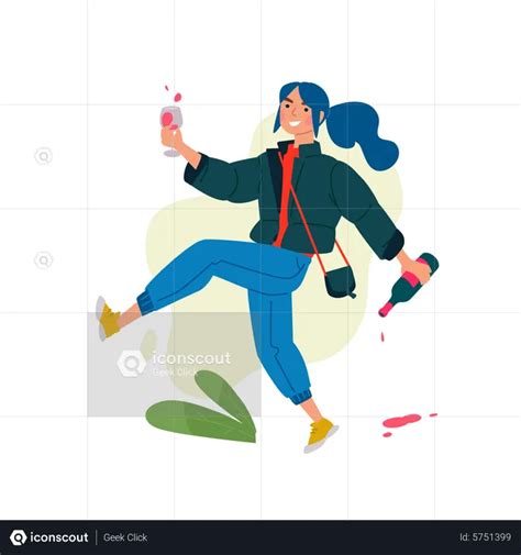 Best Premium Drunk Girl Drinking Wine Illustration Download In Png And Vector Format