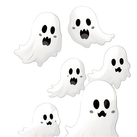 Cute Ghosts Border Cartoon Style Hand Drawn Halloween Funny Spooks