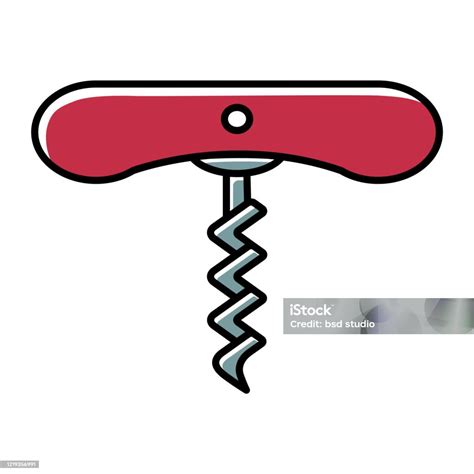 나선형 아이콘 와인 코르크 나사 병 개방 도구 바만 및 소믈리에 장비 바 레스토랑 알코올 음료 장치 코르크 리무버 격리 벡터