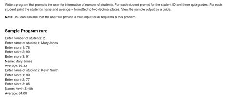 Solved Write A Program That Prompts The User For Information