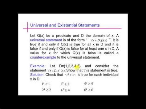 Universal And Existential Statements YouTube
