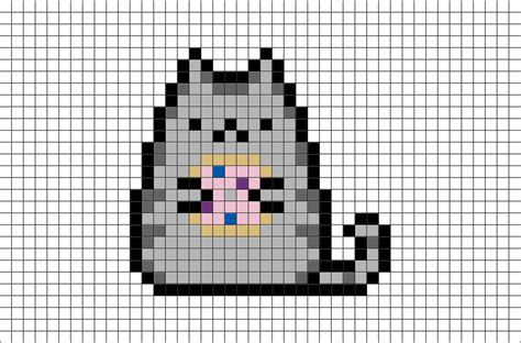 Pusheen With Donut Pixel Art Minecraft Pixel Art Pixel Art Pixel