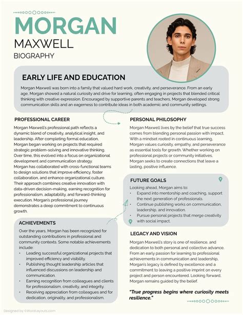 Writers Biography Template Wordlayouts