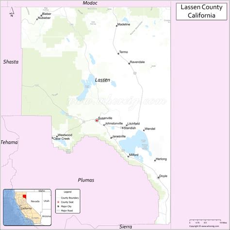 Lassen County Map California Usa Cities And Towns In Lassen County