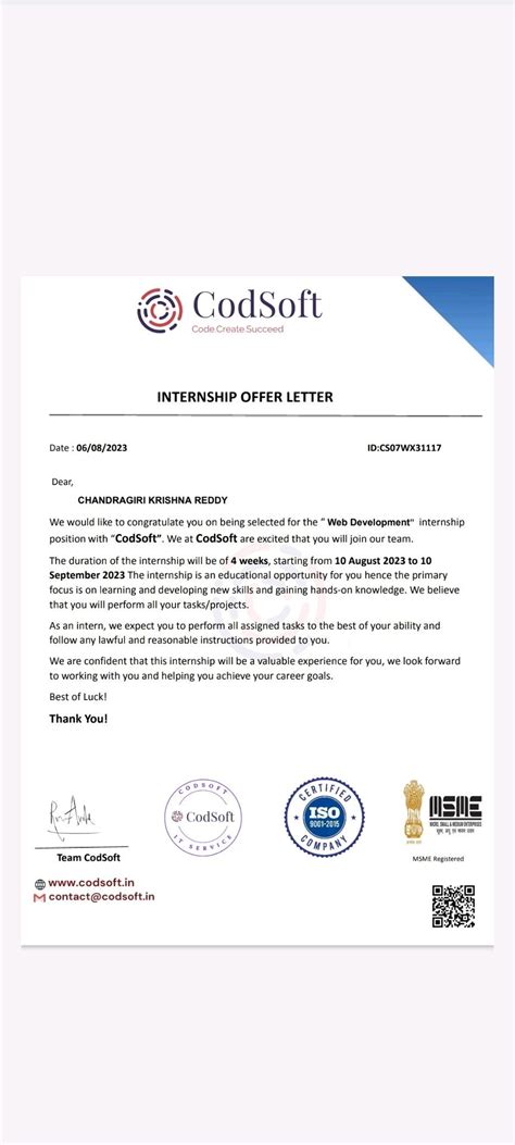 Krishna Reddy C On Linkedin Codsoft Codsoft