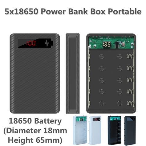 C 타입 파워 뱅크 쉘 Diy 분리형 518650 케이스 배터리 충전 보관함 Usb 마이크로 Usb Led 손전등