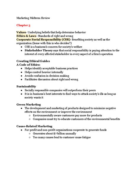 Marketing Midterm Review CH Marketing Midterm Review Chapter Values Underlying Beliefs