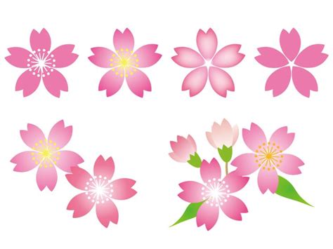 桜の花のアイコンセット 桜イラスト 花 イラスト 桜の花