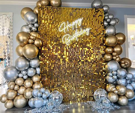 Gold Shimmer Wall In 2024 Gold Balloons Decorations Gold Sparkle