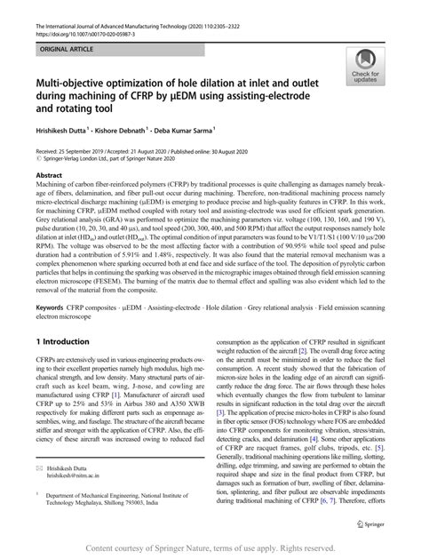 multi objective optimization of hole dilation at inlet and outlet