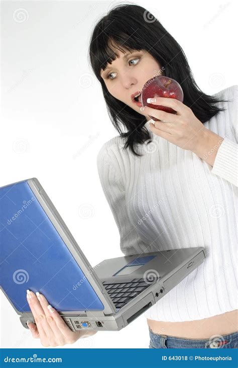 Apple And A Computer Stock Photo Image Of Laptop Fruit 643018