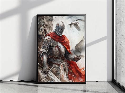 Medieval Knight Art Sword Symbolism Silver Armor Red Clothing Holy Crusader Cgsociety Fine Art