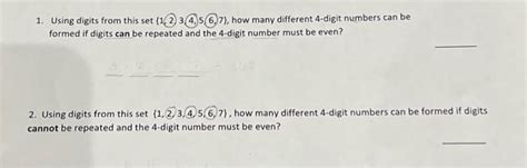Solved 1 Using Digits From This Set 1 2 34567 How