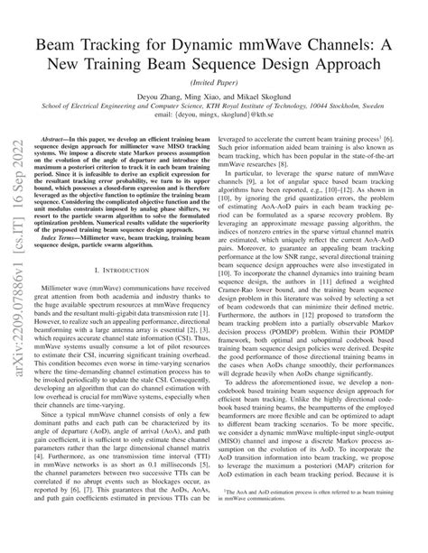 Beam Tracking For Dynamic MmWave Channels A New Training Beam Sequence Design Approach DeepAI