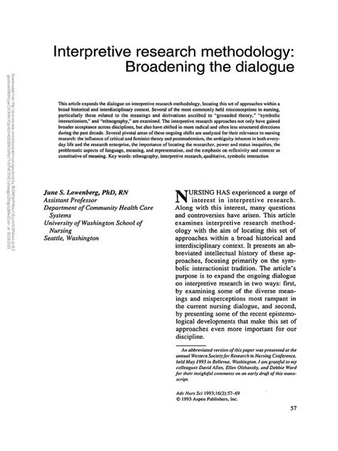 Interpretive Research Methodology Broadening The 6 Pdf