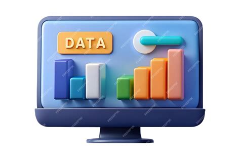 data concept isolated computer screen with bar graph smart business flat vector illustration