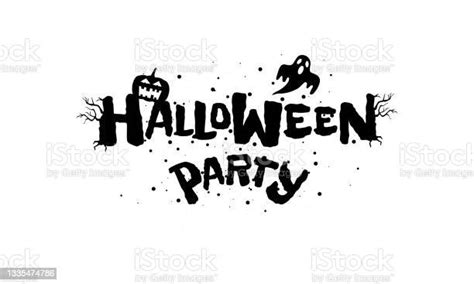해피 할로윈 파티 휴일 손으로 그린 레터링 디자인 유령 잭 O 랜턴 호박과 유령과 전통적인 축제 비문 벡터 인사말 카드 또는 초대 텍스트 제목 템플릿 10월에 대한 스톡