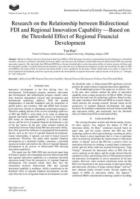 Pdf Research On The Relationship Between Bidirectional Fdi And