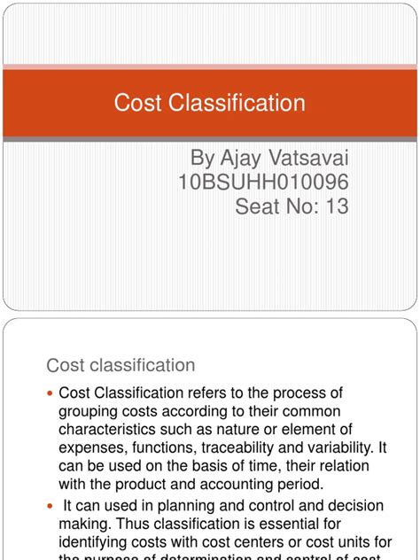 Cost Classification Pdf Expense Cost