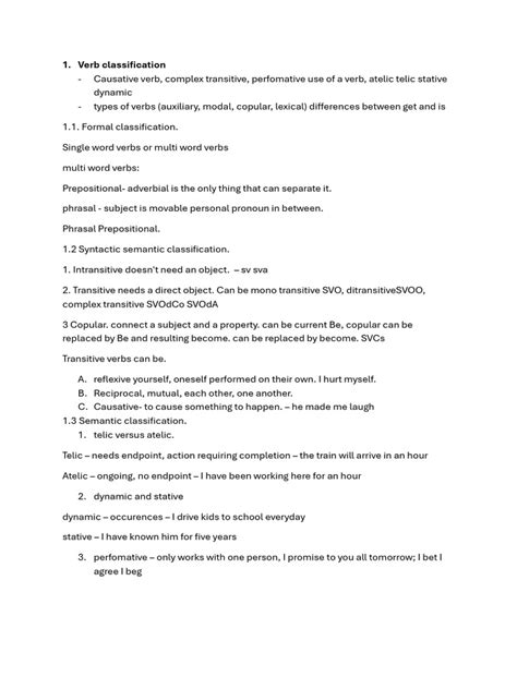 Verb Classification Pdf