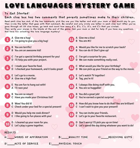 5 Love Languages Printable Worksheets Language Quiz Love Languages