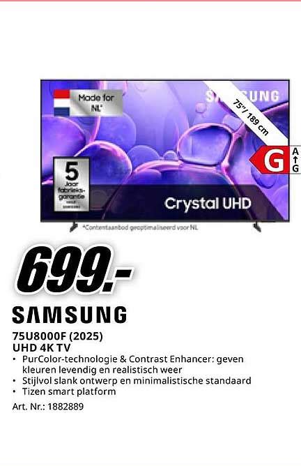 Samsung 75u8000f 2025 Uhd 4k Tv Aanbieding Bij Mediamarkt