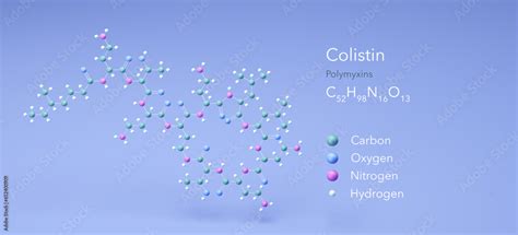 Colistin Molecule Molecular Structures Polymyxin E 3d Model Structural Chemical Formula And