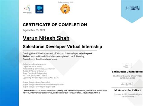 Salesforce Trailblazer Virtualinternship Salesforcedeveloper Continuouslearning Varun Shah