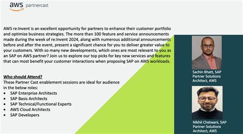 Sachin Bhatt On Linkedin Aws Sap Partnercast Awsforsap