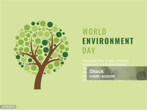 세계 환경의 날 배너 레이아웃 디자인에는 텍스트와 나무 기호가 있습니다 인사말 카드 포스터 초대장 브로셔에 대 한 벡터 그림