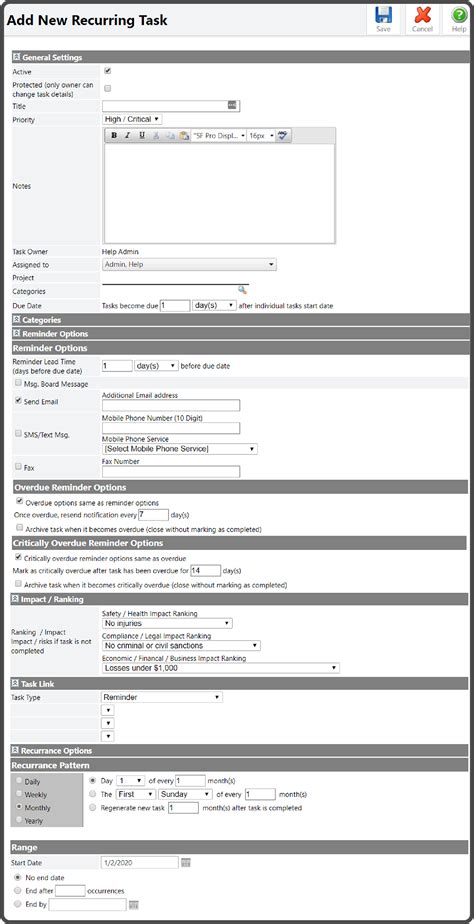 Add New Recurring Task