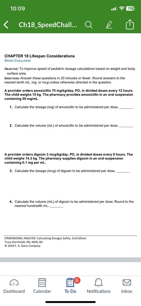 Solved 4 Calculate The Volume Ml Of Digoxin To Be