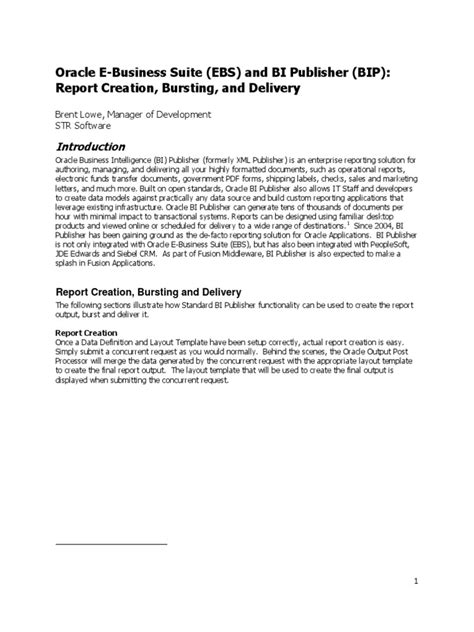 Oracle Ebs And Bi Publisher Report Creation Bursting And Delivery Pdf Email Oracle Database