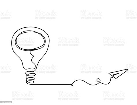 흰색에 선 그리기로 종이 비행기가 있는 추상 전구 0명에 대한 스톡 벡터 아트 및 기타 이미지 0명 개념 격언 Istock