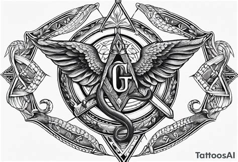 Staff Of Caduceus Square And Compass Freemason Snakes Tattoo Idea