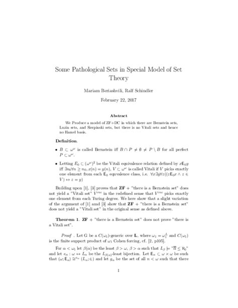 Pdf Some Pathological Sets In Special Model Of Set Theory