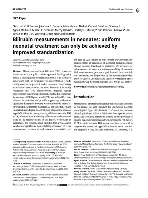 Pdf Bilirubin Measurements In Neonates Uniform Neonatal Treatment
